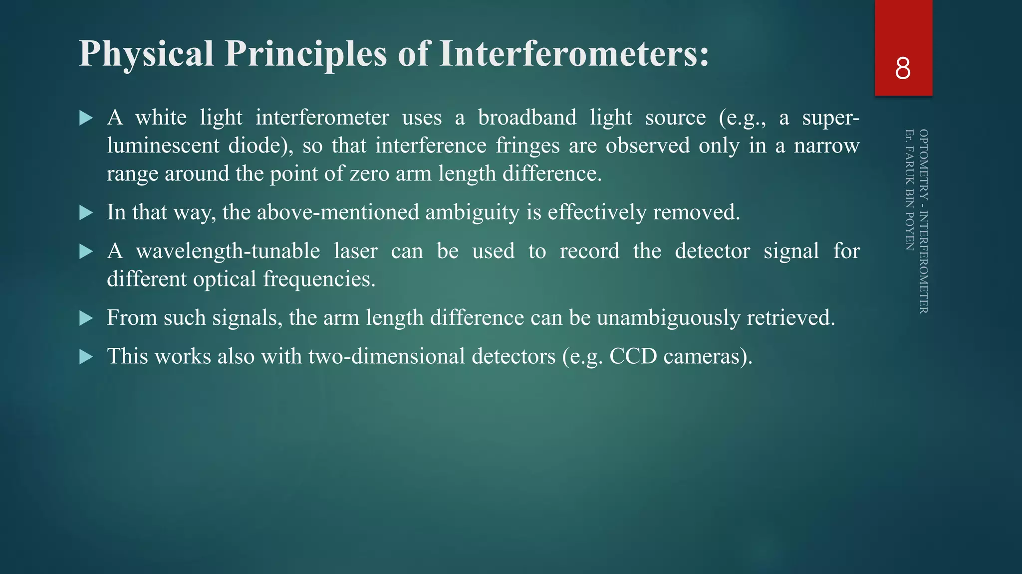 Optical Instrumentation 9. Interferometer | PDF