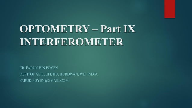 Optical Instrumentation 9. Interferometer | PDF