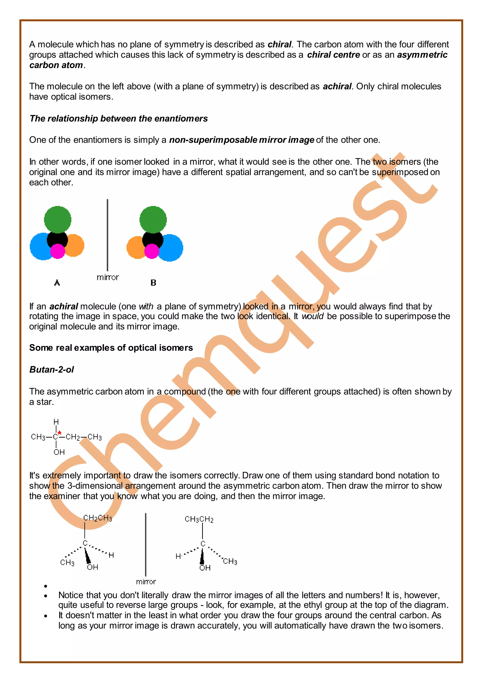 Optical isomerism | DOCX