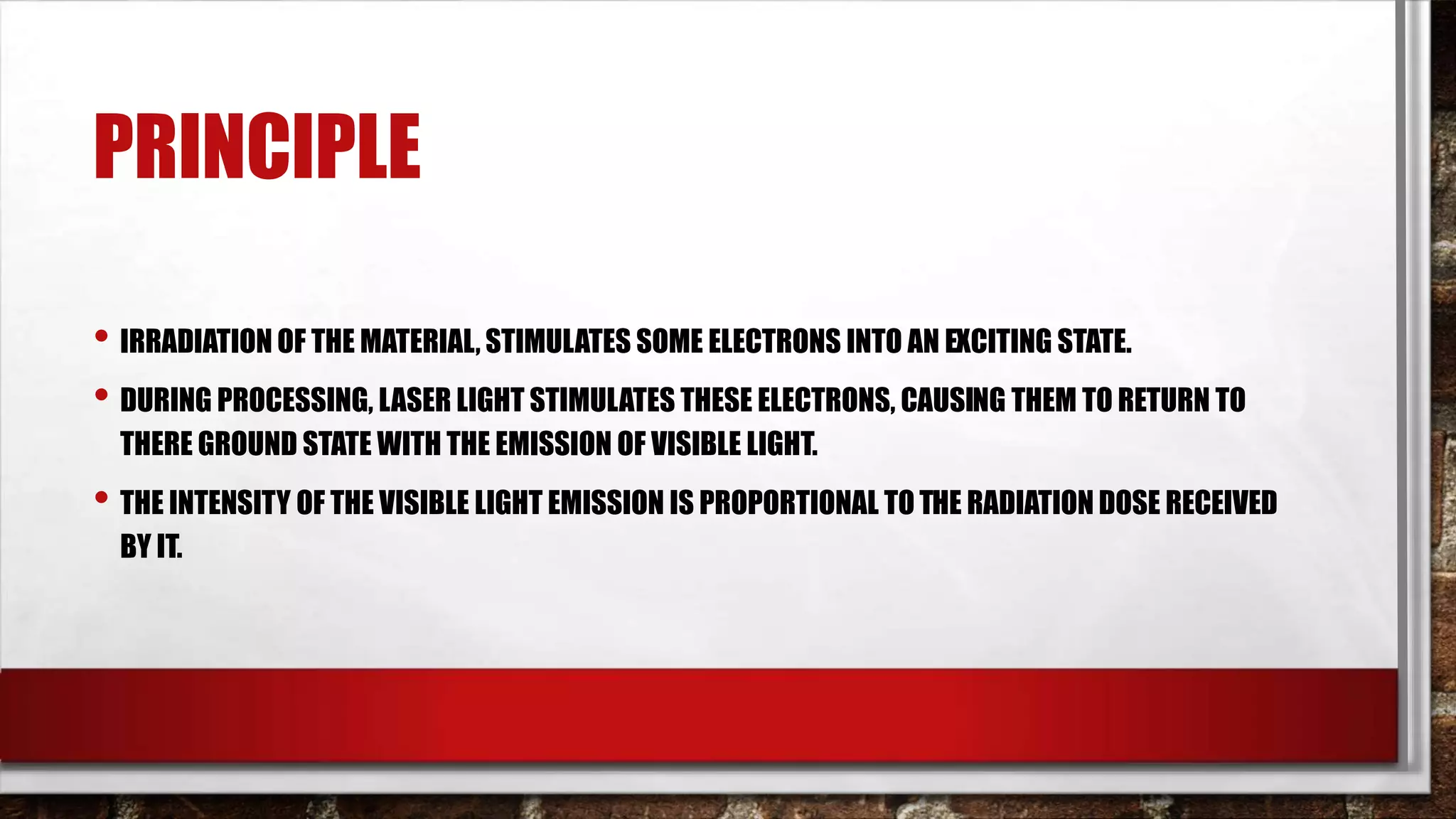 Optically stimulated luminescence | PPTX