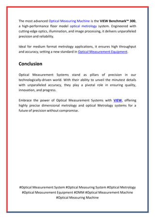 Optical Measurement System Complete Overview - VIEW Micro Metrology | PDF