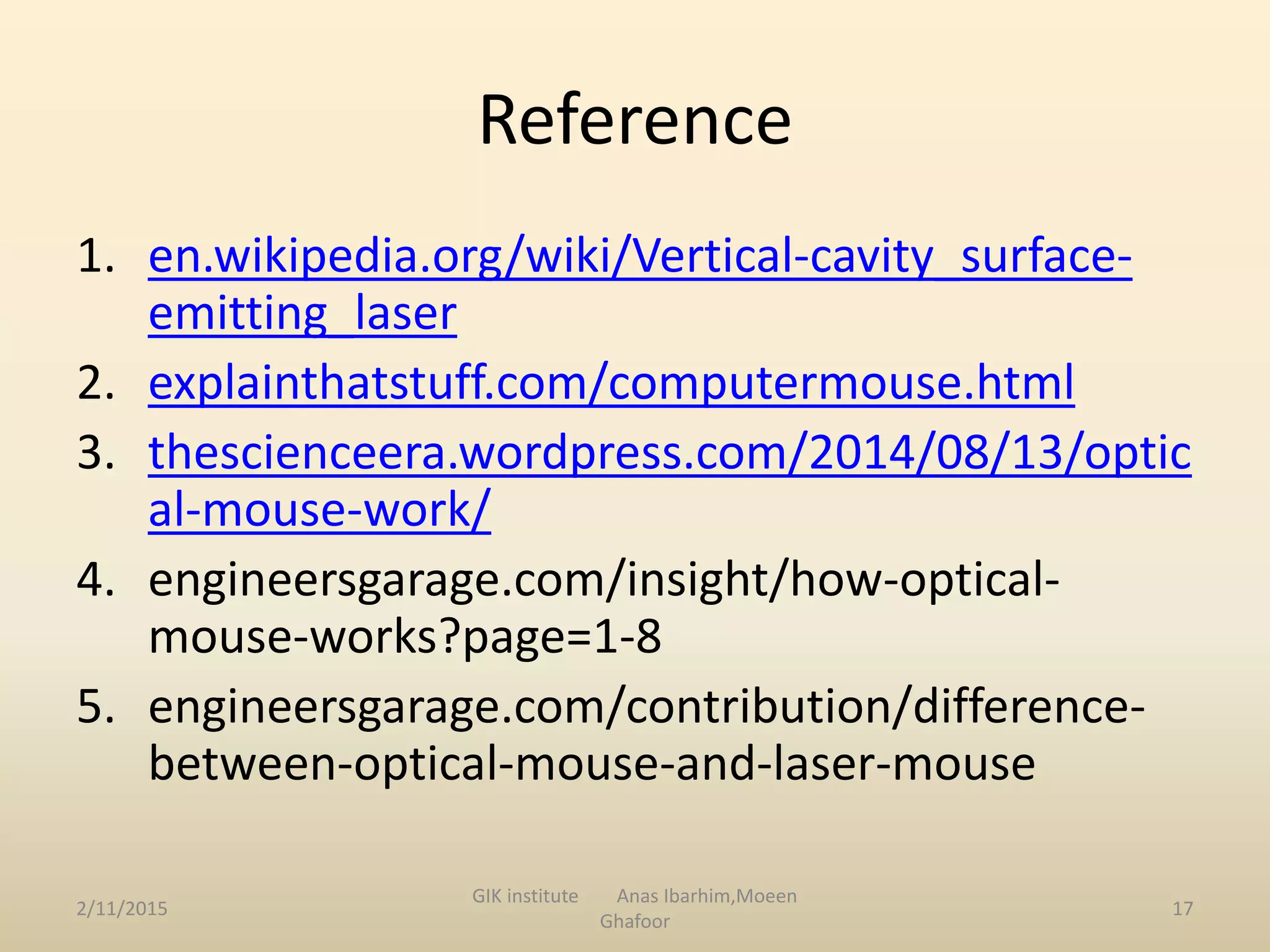 Optical mouse working principle | PPTX