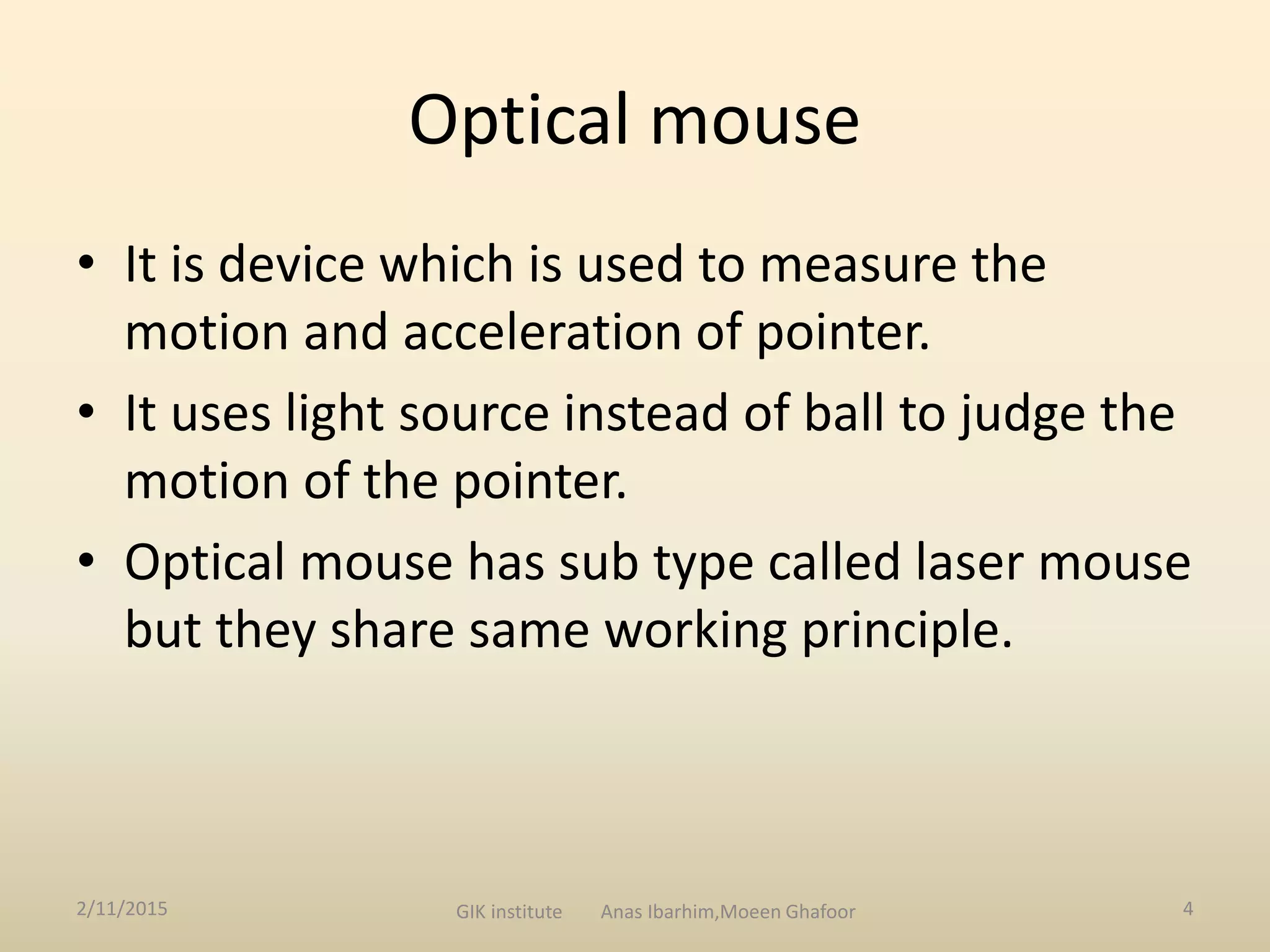 Optical mouse working principle | PPTX
