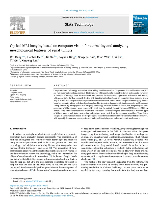 Optical MRI imaging based on computer vision for extracting and analyzing morphological features ...