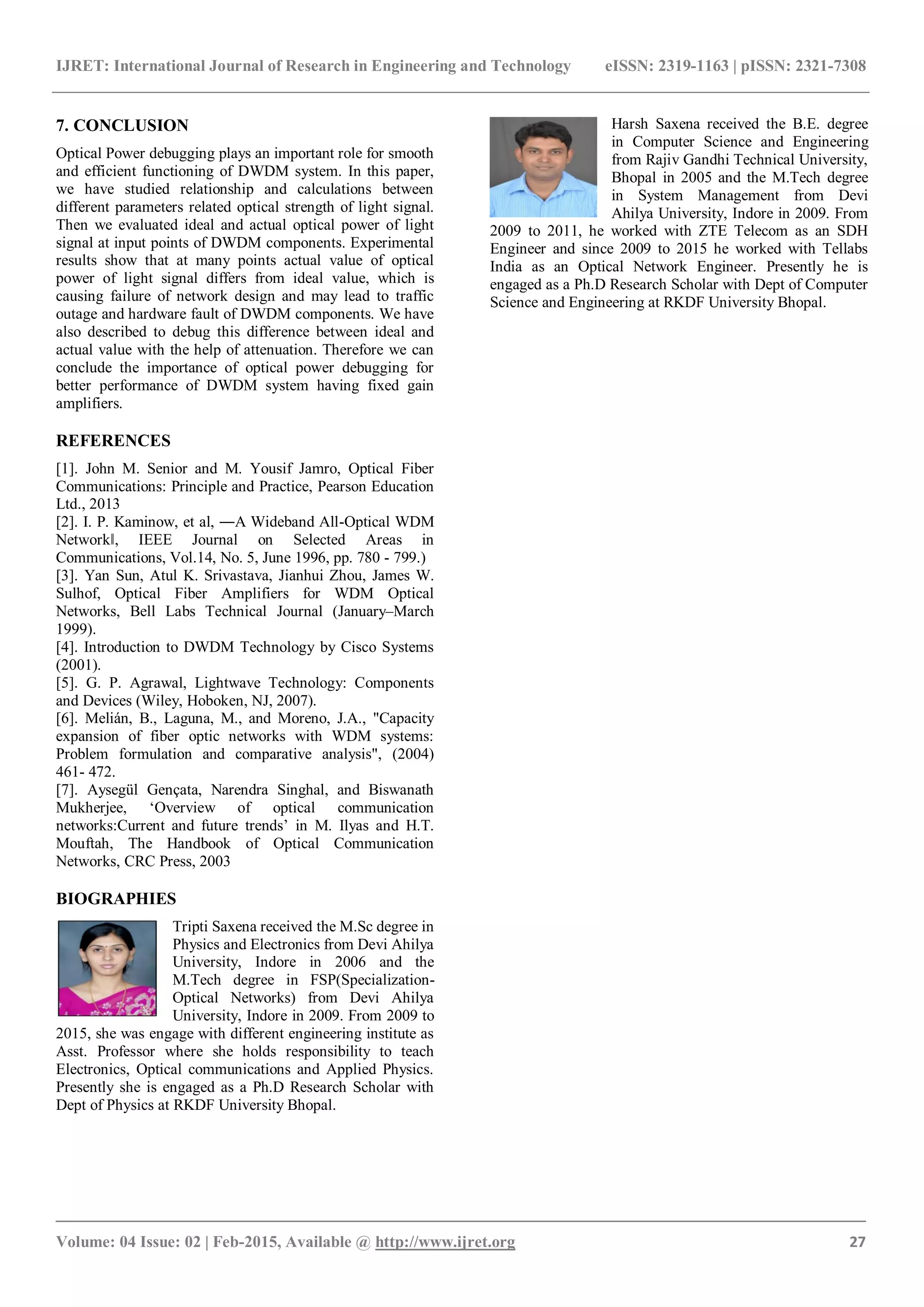 Optical power debugging in dwdm system having fixed gain amplifiers | PDF