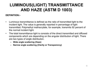 Optical properties of plastics used for evaluating transparency.ppt