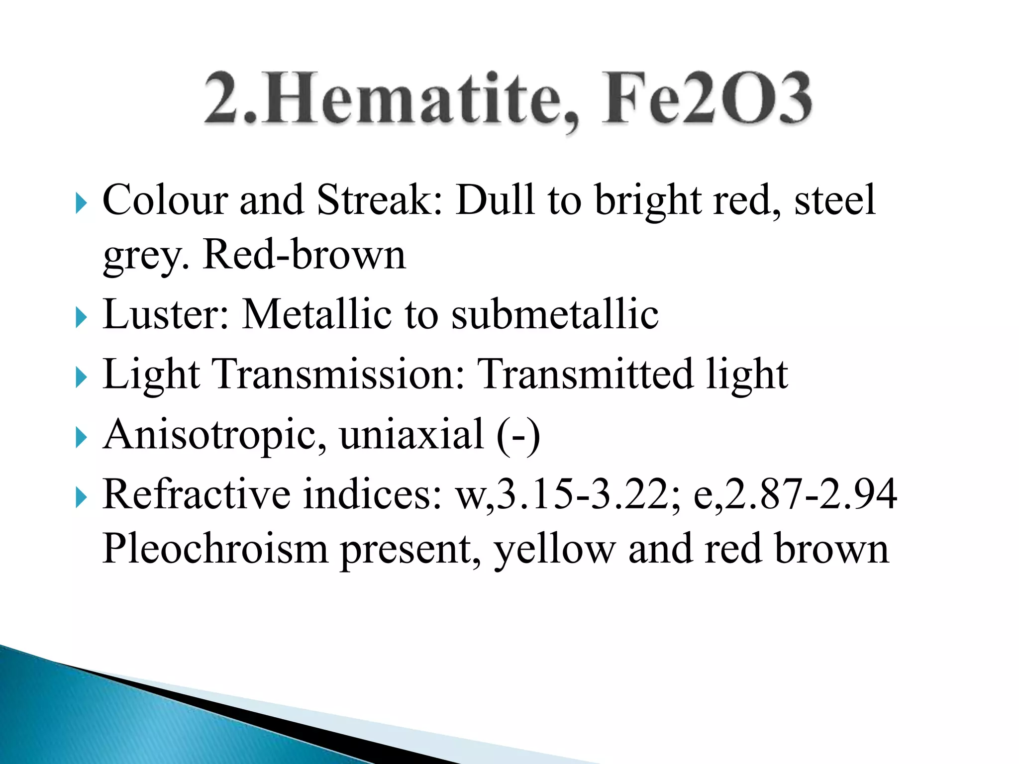 Optical properties of common oxide ore minerals in economic geology | PPTX
