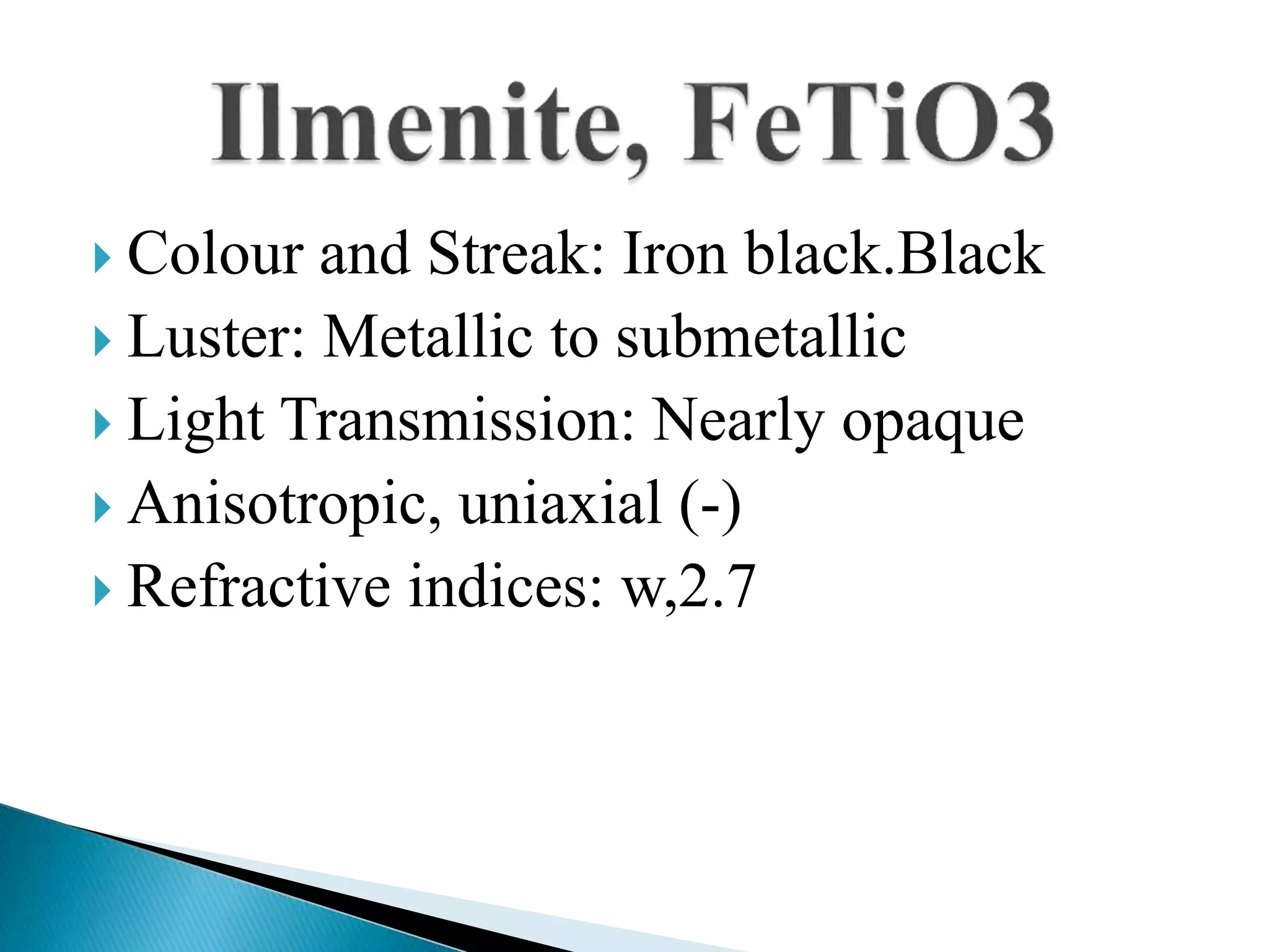 Optical properties of common oxide ore minerals in economic geology | PPTX