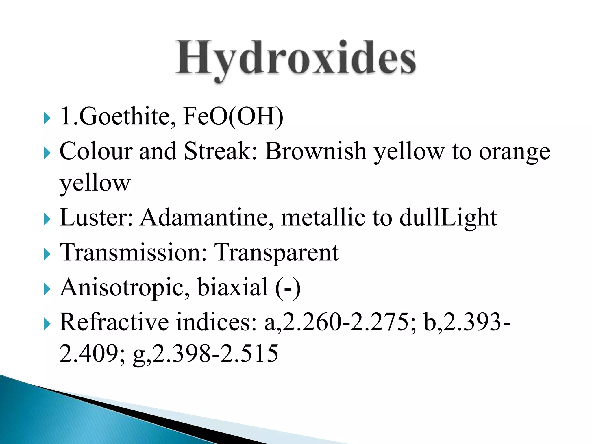Optical properties of common oxide ore minerals in economic geology | PPTX