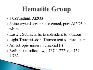 Optical properties of common oxide ore minerals in economic geology | PPTX
