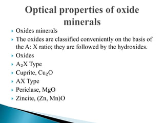 Optical properties of common oxide ore minerals in economic geology | PPTX