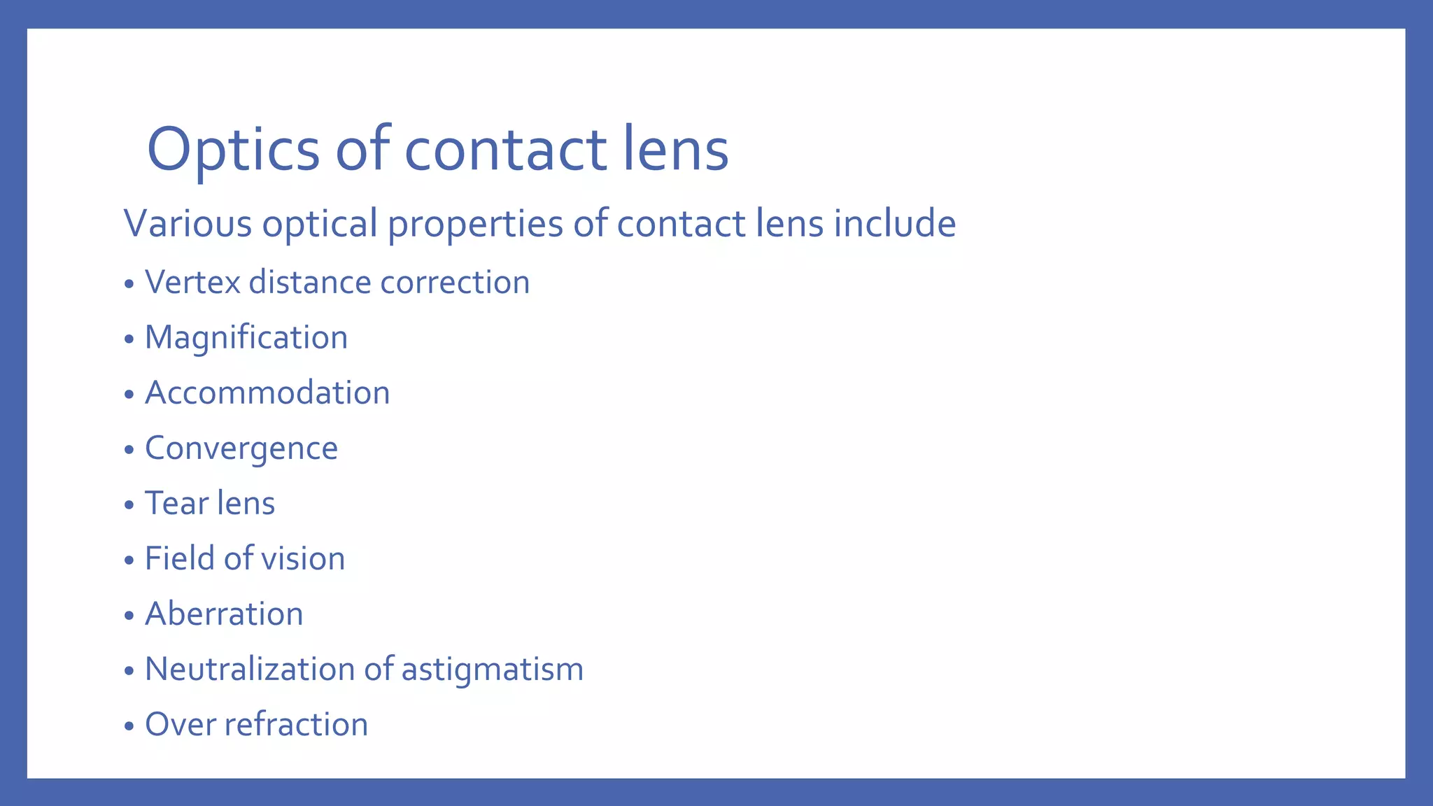 Optics of contact lens | PPTX