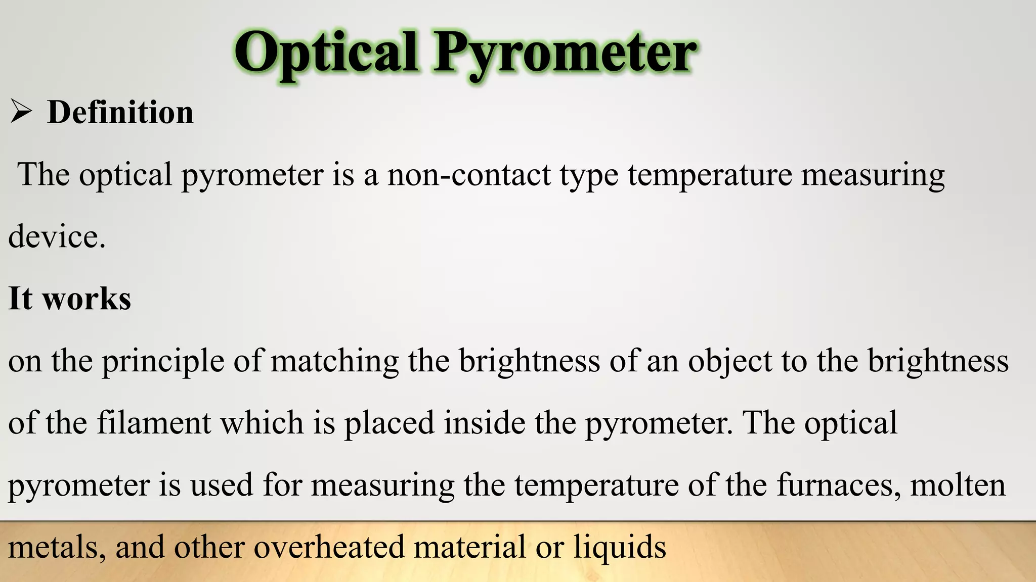 Optical pyrometer. | PPT
