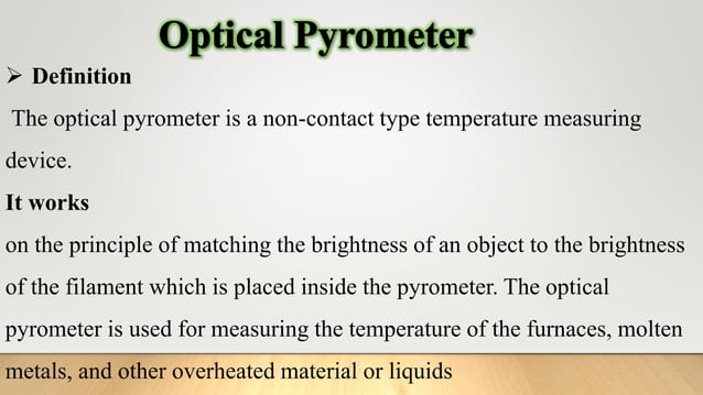 Optical pyrometer. | PPT