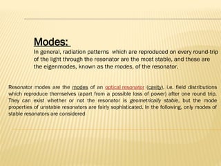 Comprehensive Overview of Passive Optical Resonators: Theory, Stability ...