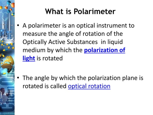 Optical Rotation and Polarimeter by Dr. A. Amsavel | PDF