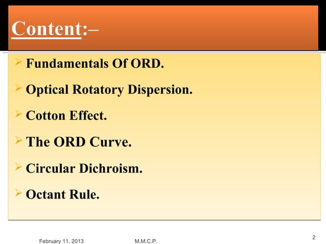 Optical rotatory dispersion | PPT | Physics | Science
