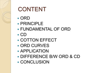 Optical rotatory dispersion & circular dichorism | PPTX