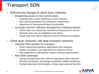 SDN Summit - Optical SDN: Virtualizing the Transport Network | PPT