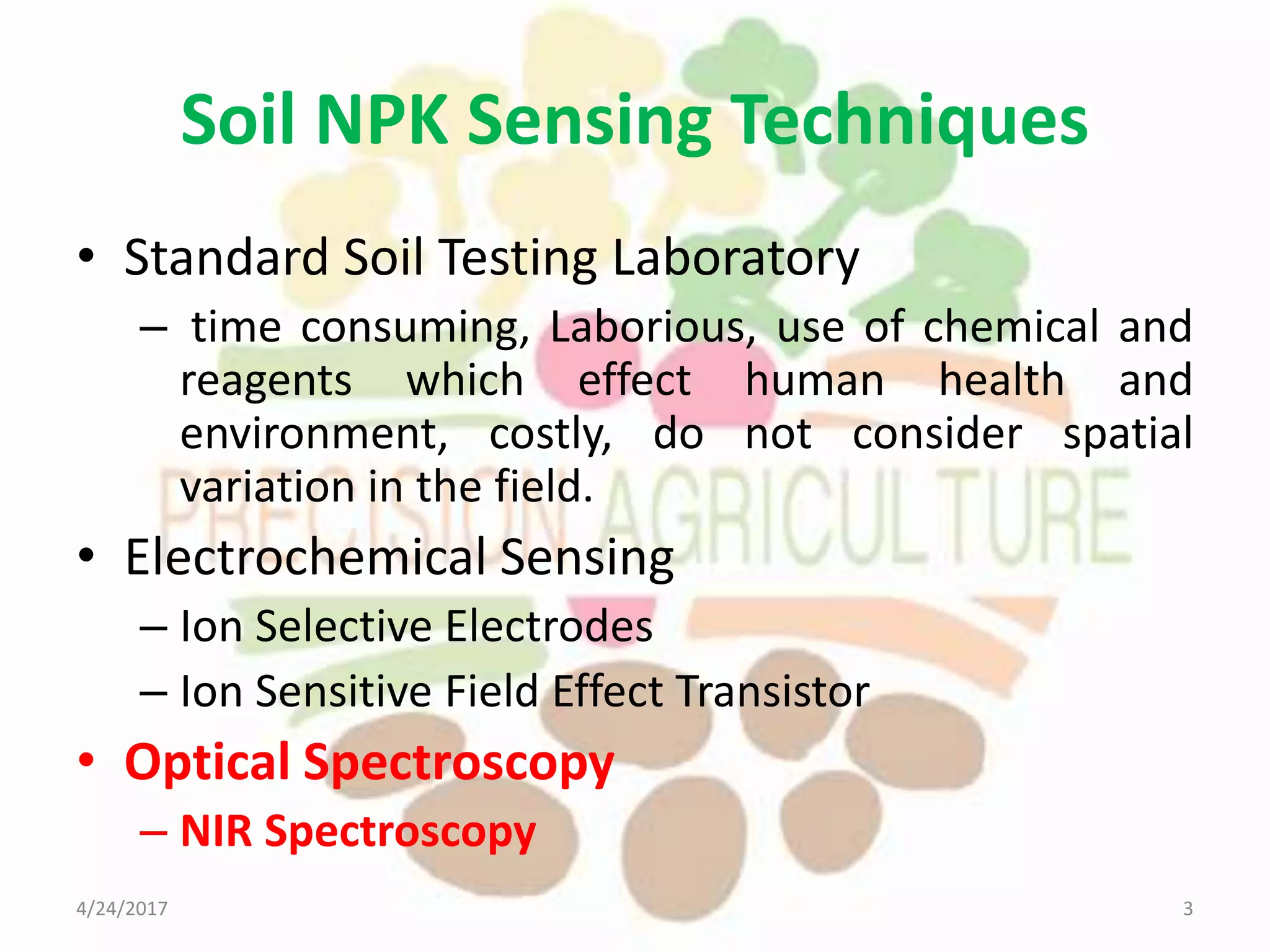 Optical sensing of soil macronutrient | PPTX