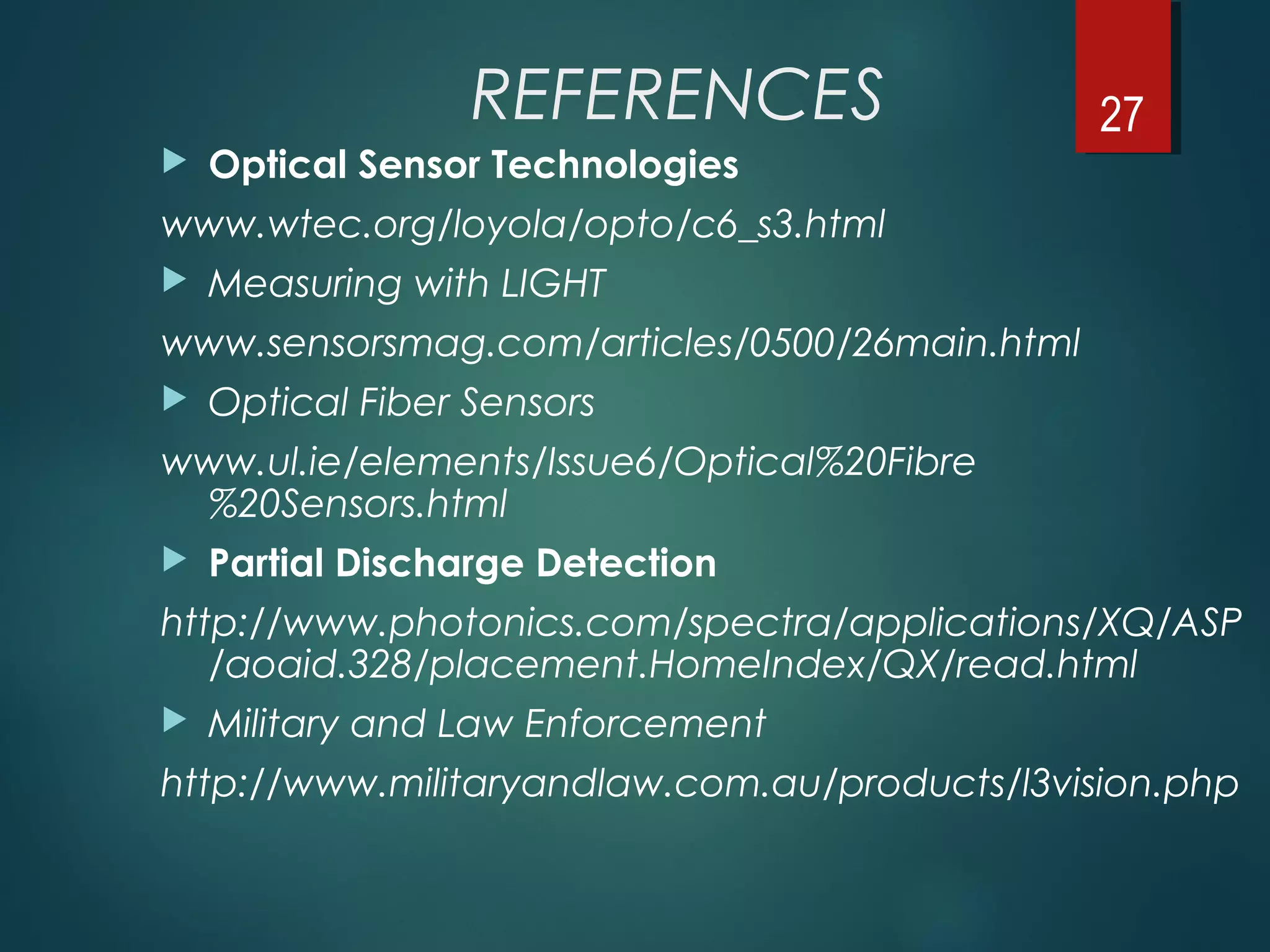 Optical sensors and their applications | PPT