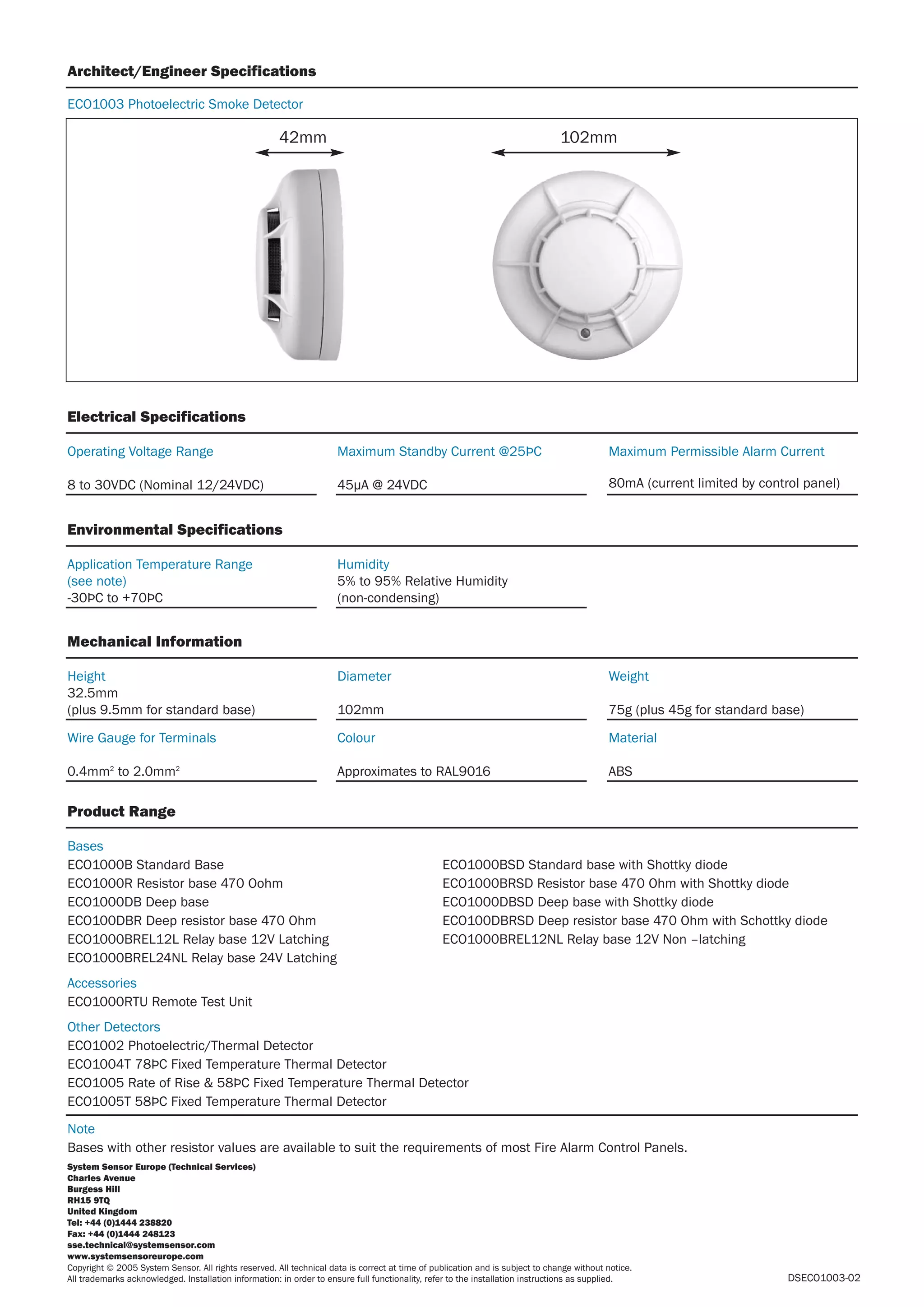 Optical smokedetectoreco1003 | PDF