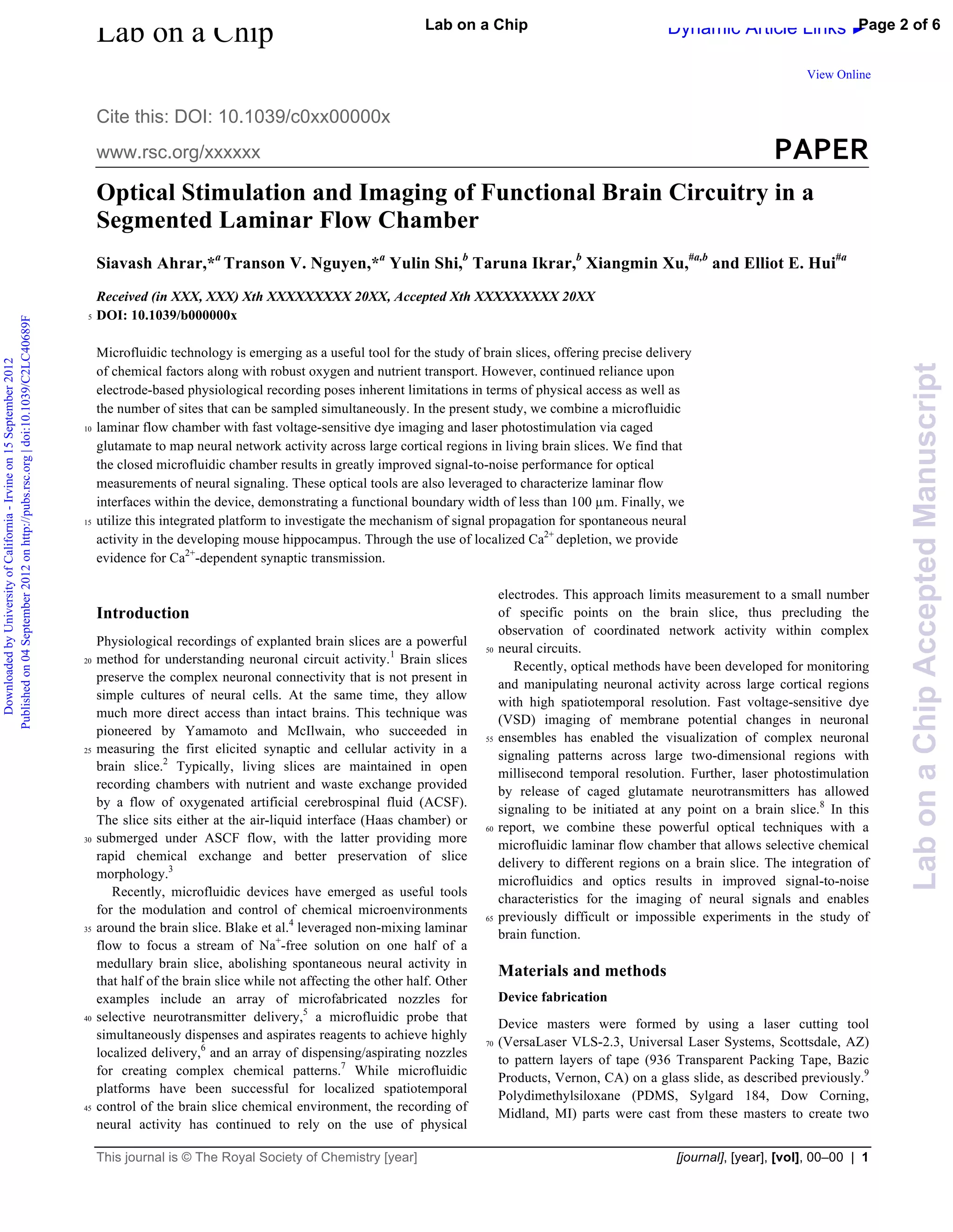 Optical Stimulation (Dr Ikrar) Lab On A Chip | PDF