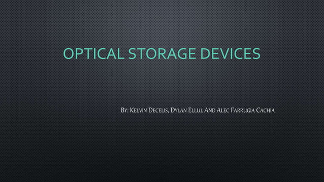Optical storage devices | PPTX | Data Storage and Warehousing | Computing