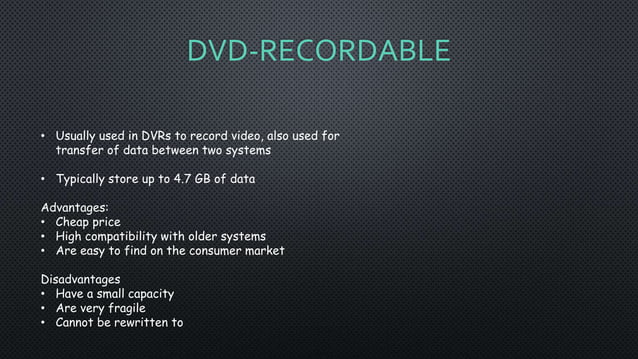 Optical storage devices | PPTX | Data Storage and Warehousing | Computing