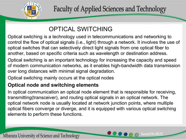 OPTICAL SWITCHING.ppt | Computer Networking | Computing