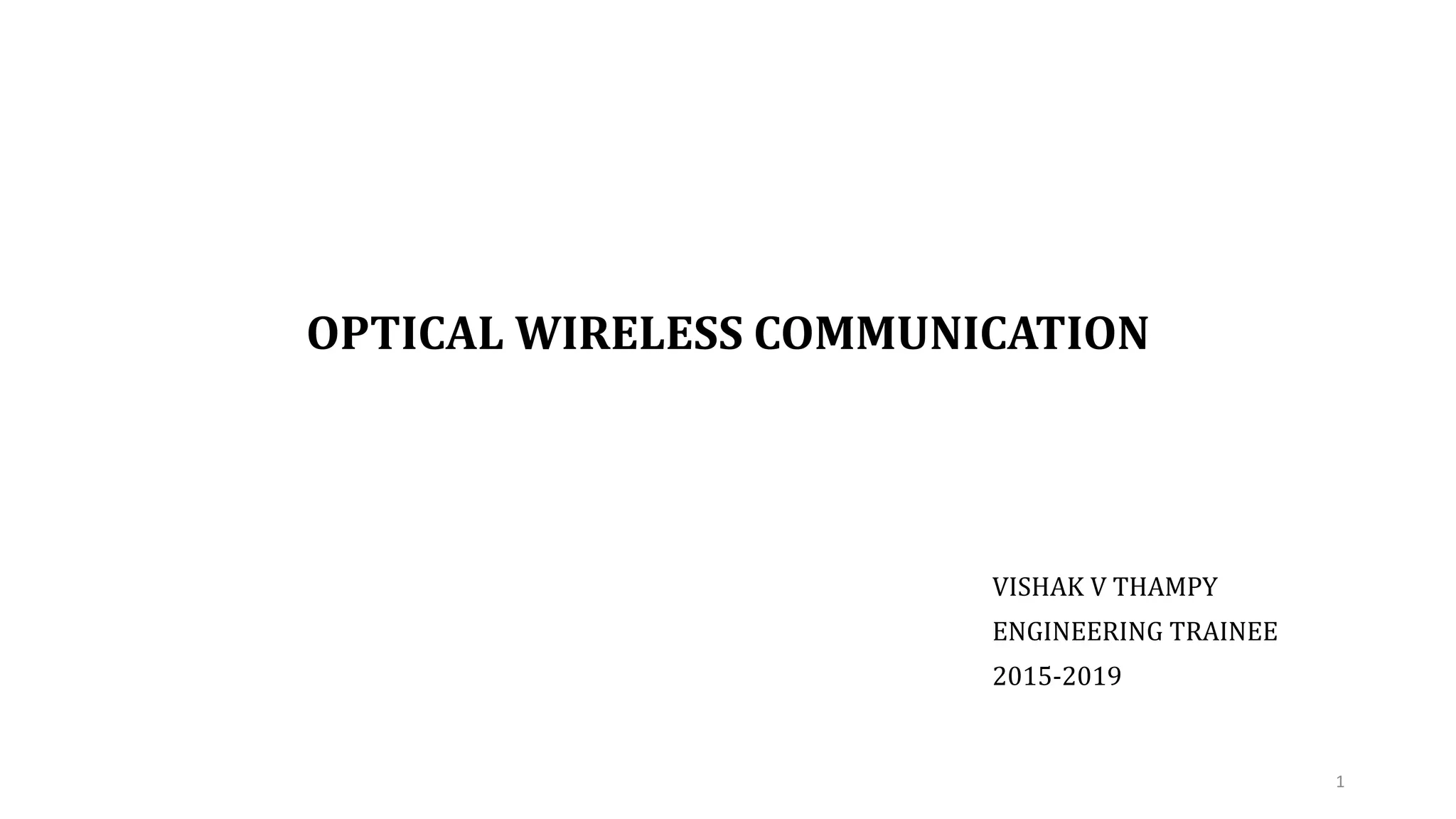 Optical Wireless Communication Pptx Computer Networking Computing