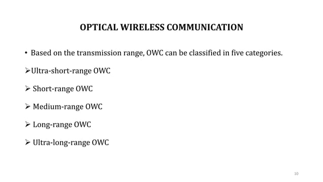Optical Wireless Communication Pptx Computer Networking Computing