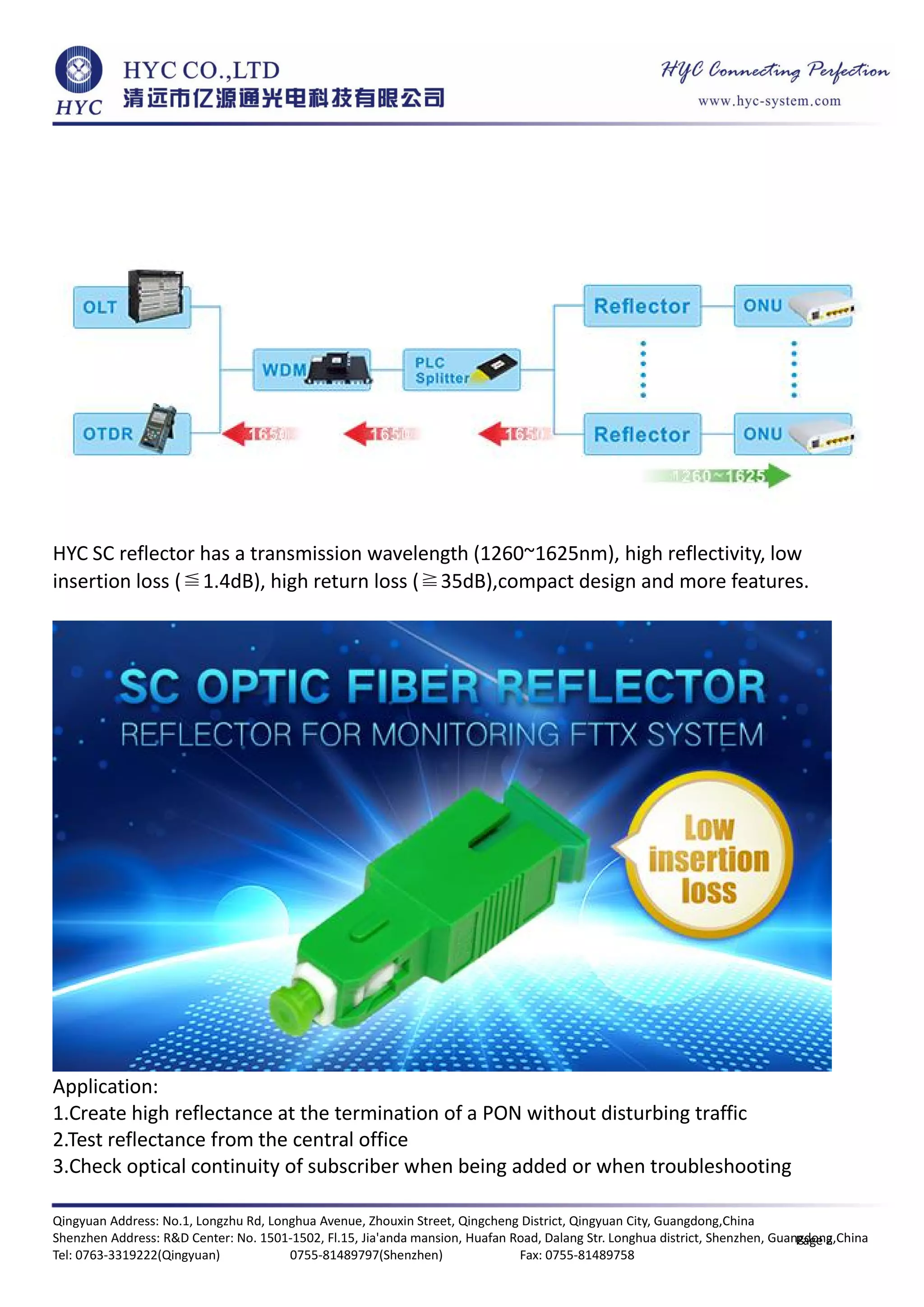 Optic Fiber Reflector for monitoring FTTx system | PDF