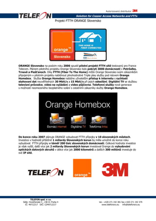Optické mechanické spojek FIBRLOK V FTTH síti ORANGE Slovensko | PPT