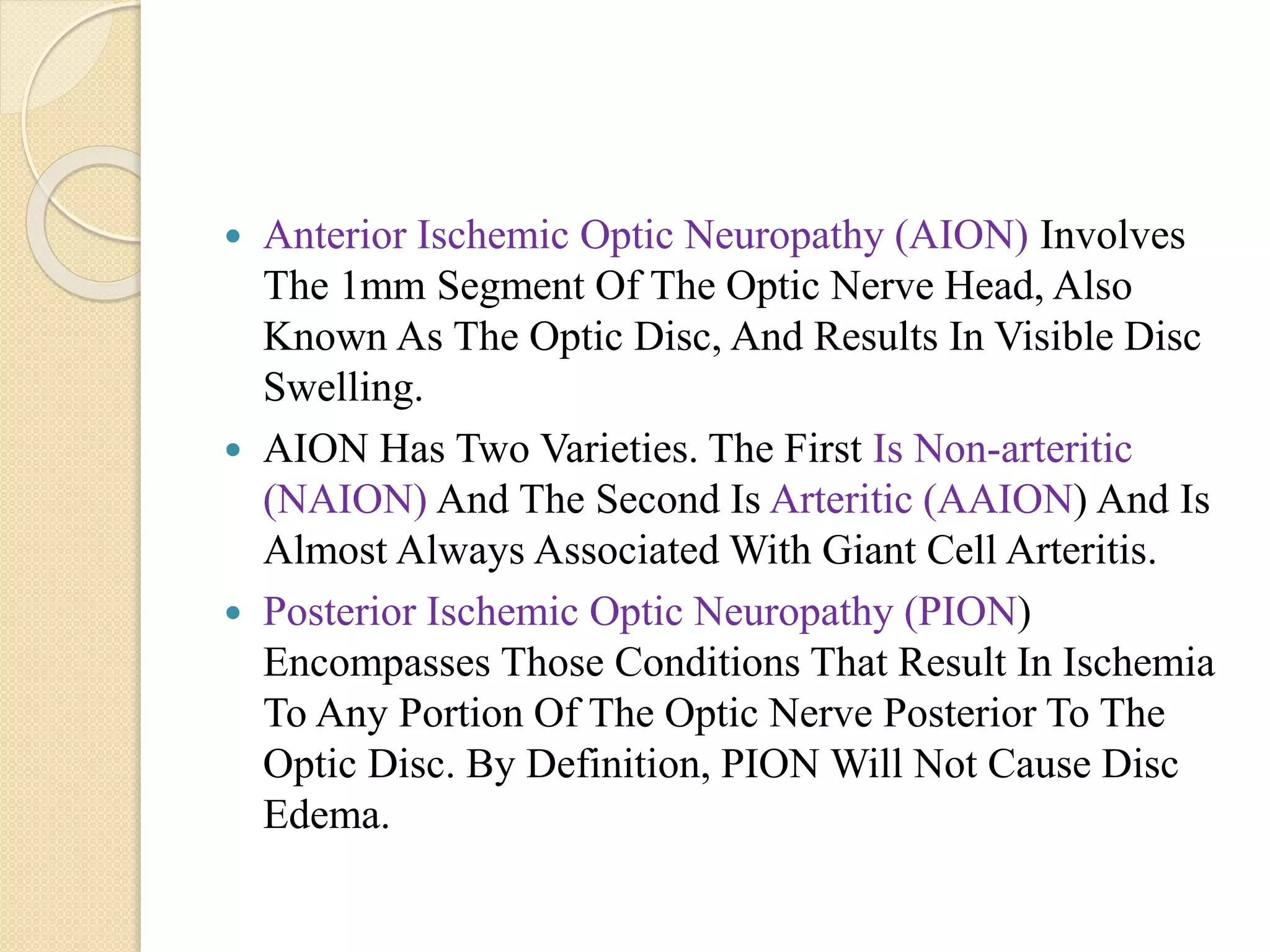 OPTIC NERVE DISEASE | PPTX