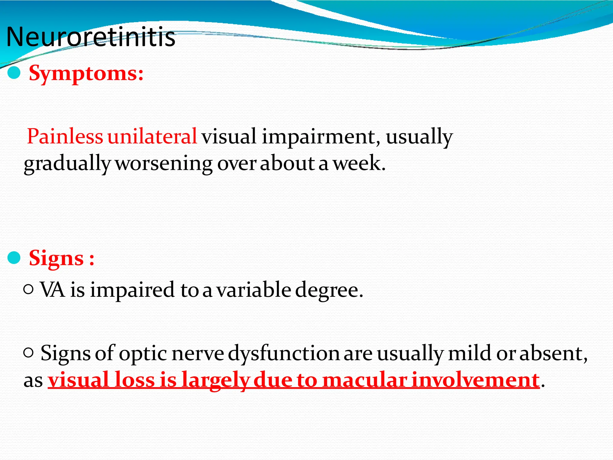 optic neuritis ppt presentation by Dr Usman | PPTX