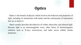 Optics Theories of light Newton corpuscular | PPTX
