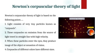 Optics Theories of light Newton corpuscular | PPTX