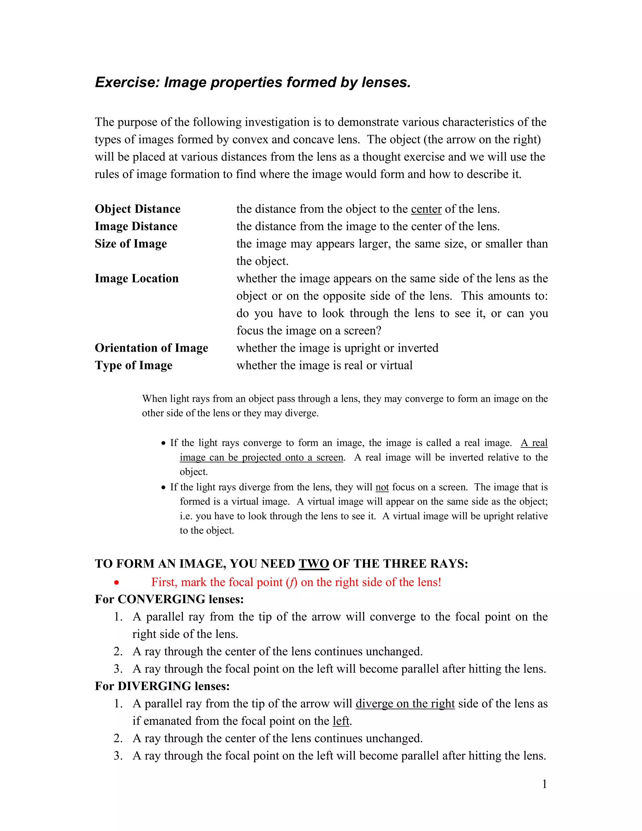 Optics lenses--image-formation-worksheet | PDF
