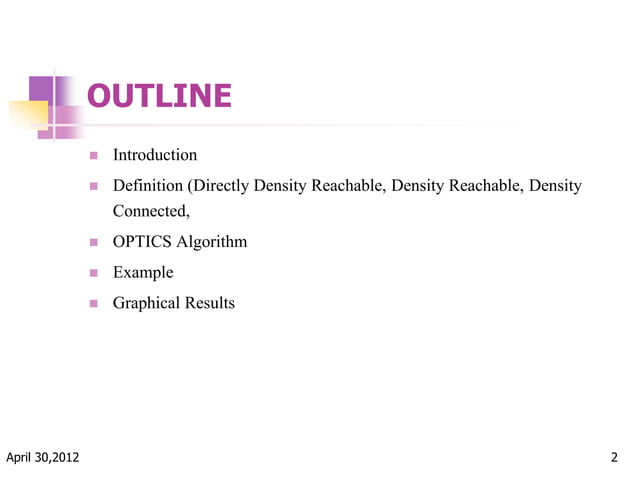 Optics Ordering Points To Identify The Clustering Structure Pdf
