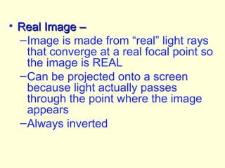 OPTICS 10 - the mirror and lenses and their different properties | PPT