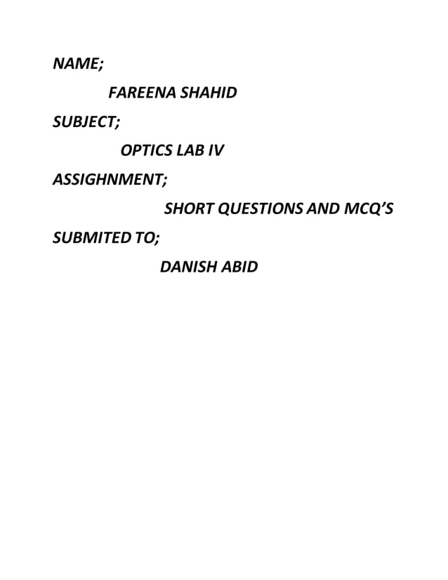 Optics lab iv 2 | PDF