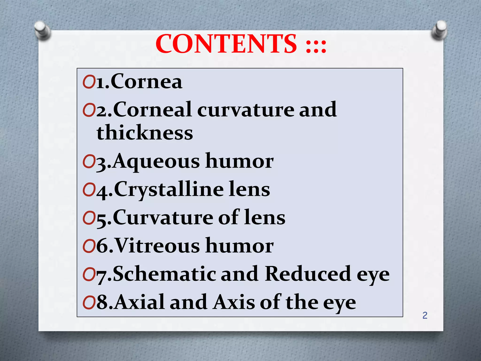 Optics of ocular structure | PPTX