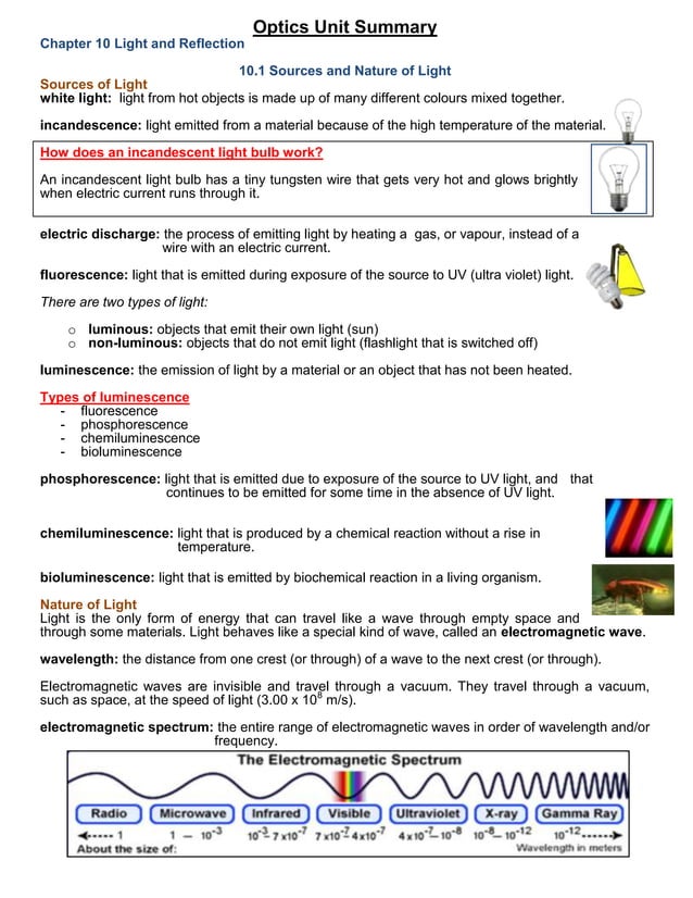 Optics unit summary | DOCX