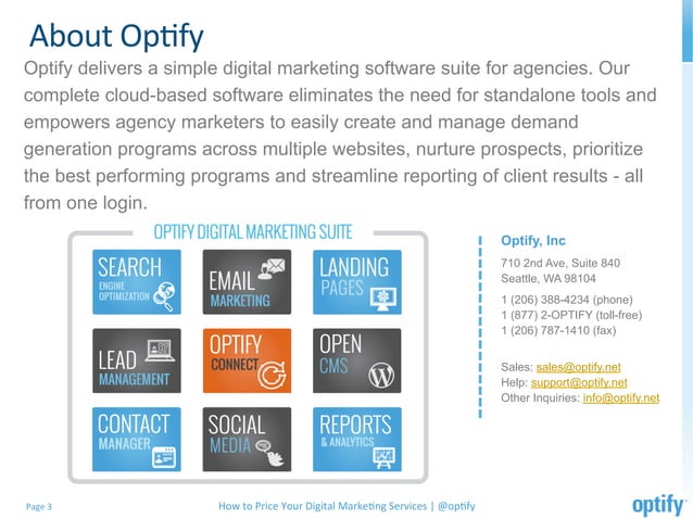 Optify: how to price your digital marketing services | PDF | Marketing and Advertising | Business