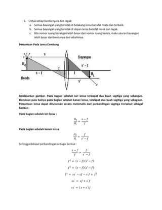 Refraksi Oleh Permukaan Lengkung dan Lensa | PDF