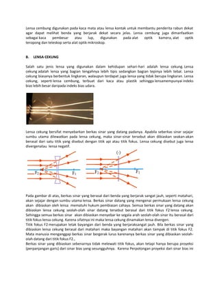 Refraksi Oleh Permukaan Lengkung dan Lensa | PDF