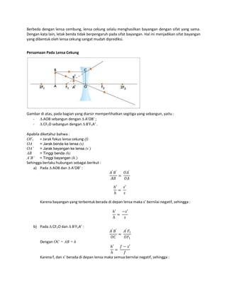 Refraksi Oleh Permukaan Lengkung dan Lensa | PDF