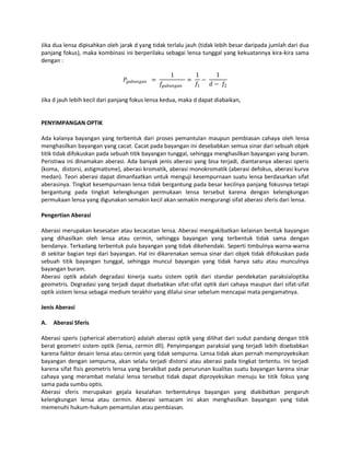 Refraksi Oleh Permukaan Lengkung dan Lensa | PDF