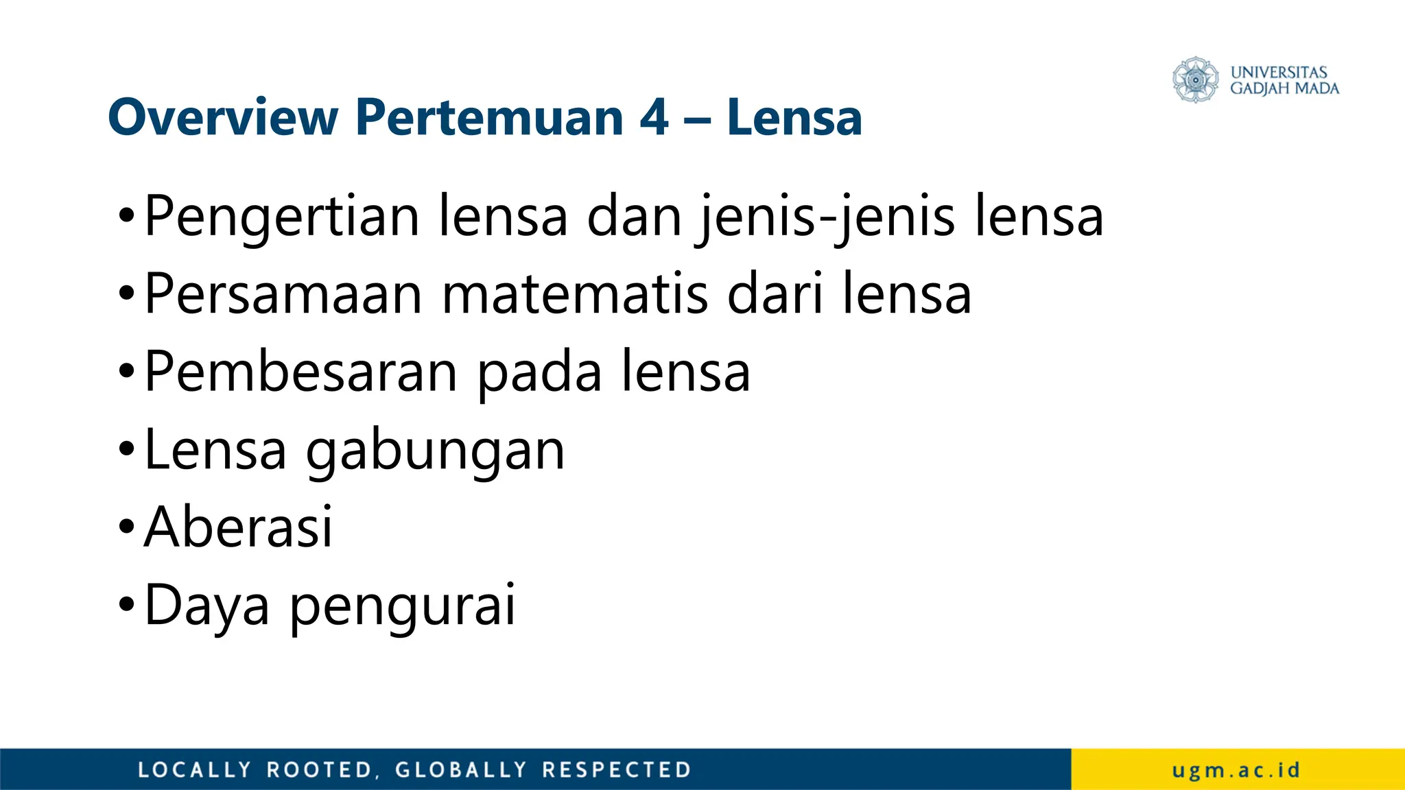 Optika pertemuan 4 membahas tentang lensa | PPTX
